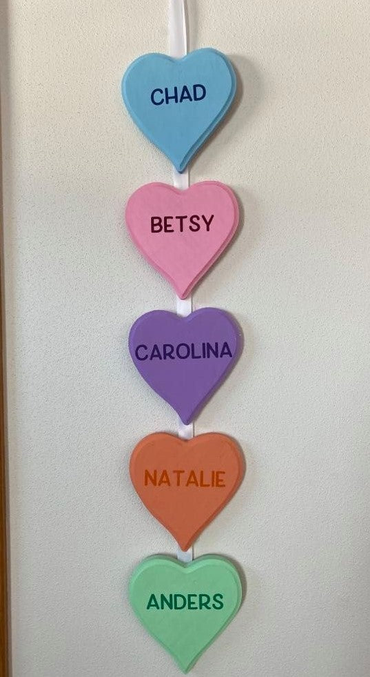 Personalized Candy Heart String, 5 hearts, Wood – Happy Craft Designs